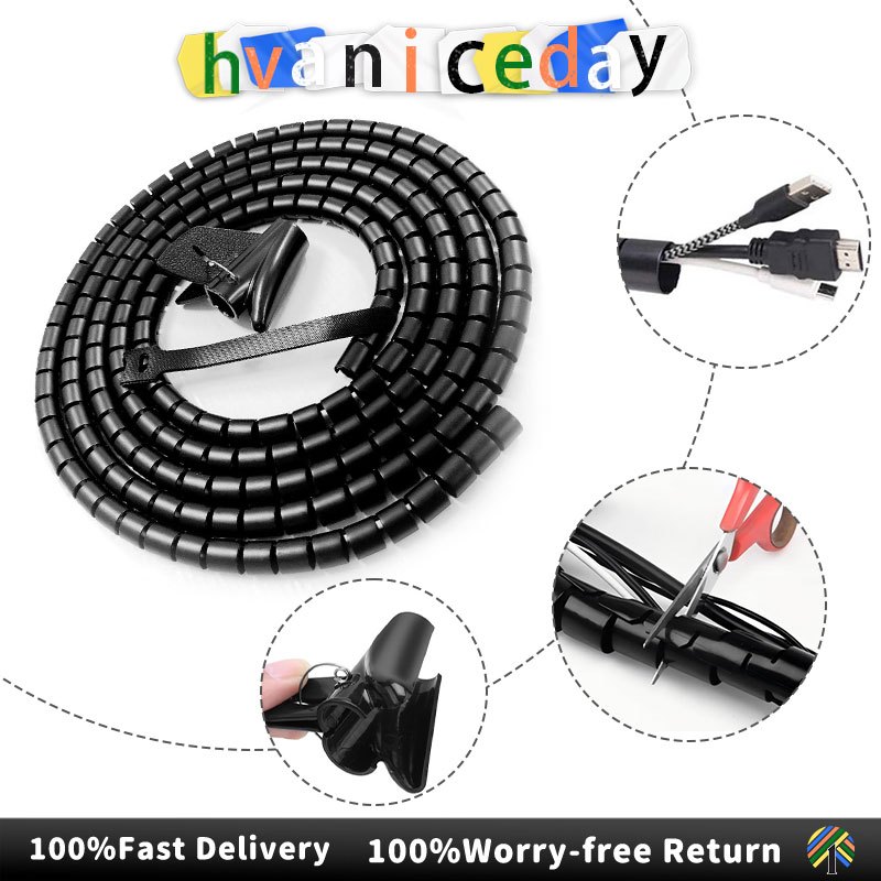2*1M Wire Management Cable Holder Cable Protector Winder Flexible Cable ...
