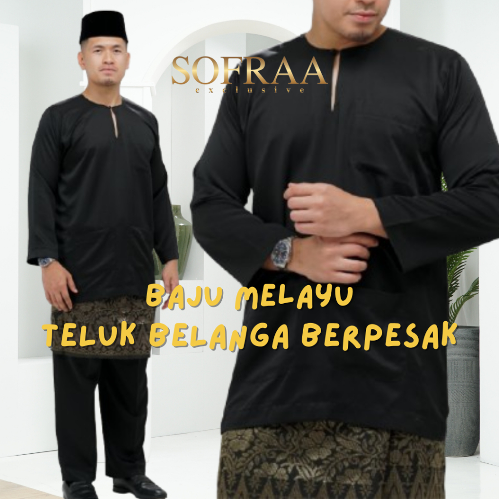 XL to 3XL- Baju Melayu Teluk Belanga Dewasa Berpesak Traditional.Baju ...