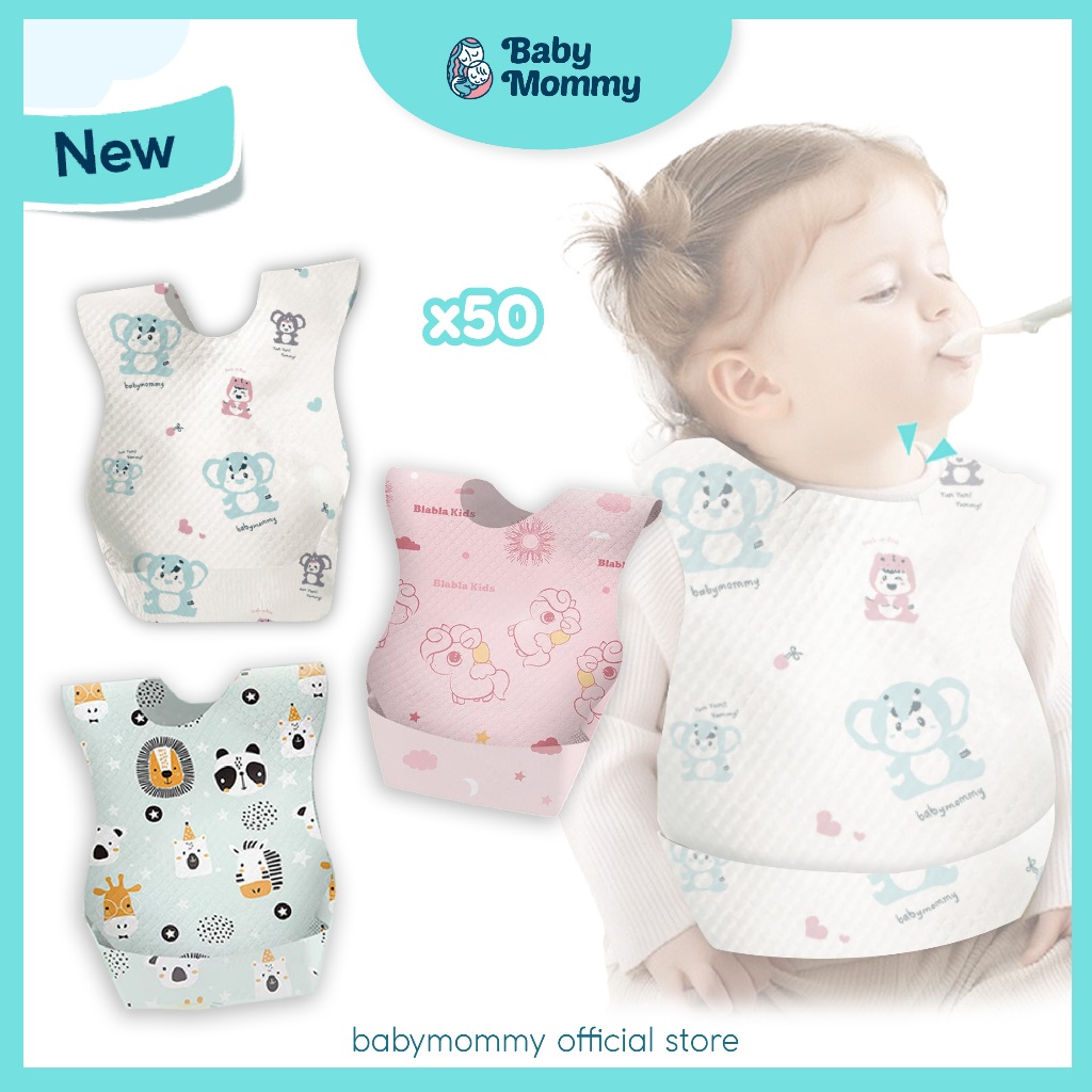 Babymommy👶50PCS Individual Packing Disposable Baby Bib Waterproof Proof ...