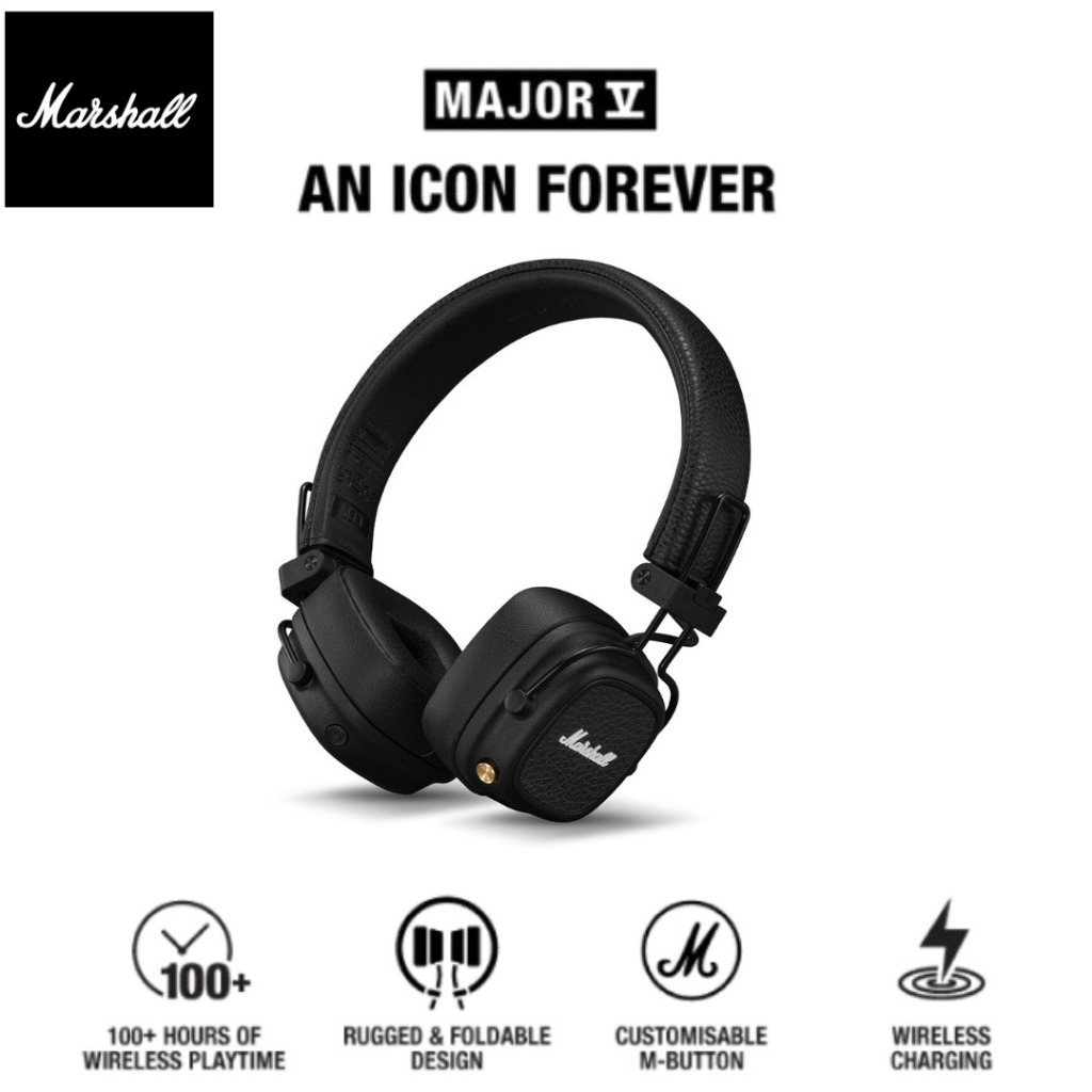 Marshall MAJOR V Wireless Headset Head- Bluetooth Headphone -Mounted ...