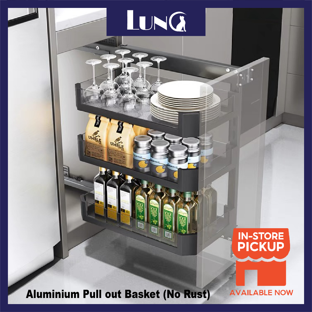 Aluminium 3 layer kitchen cabinet pull out basket drawer soft close ...