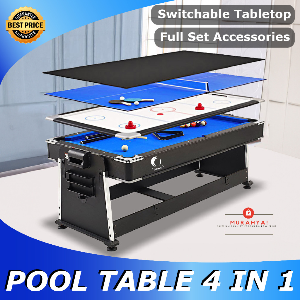 Pool Table 4 in 1 Meja Pool American billiard Snooker set meja pingpong ...