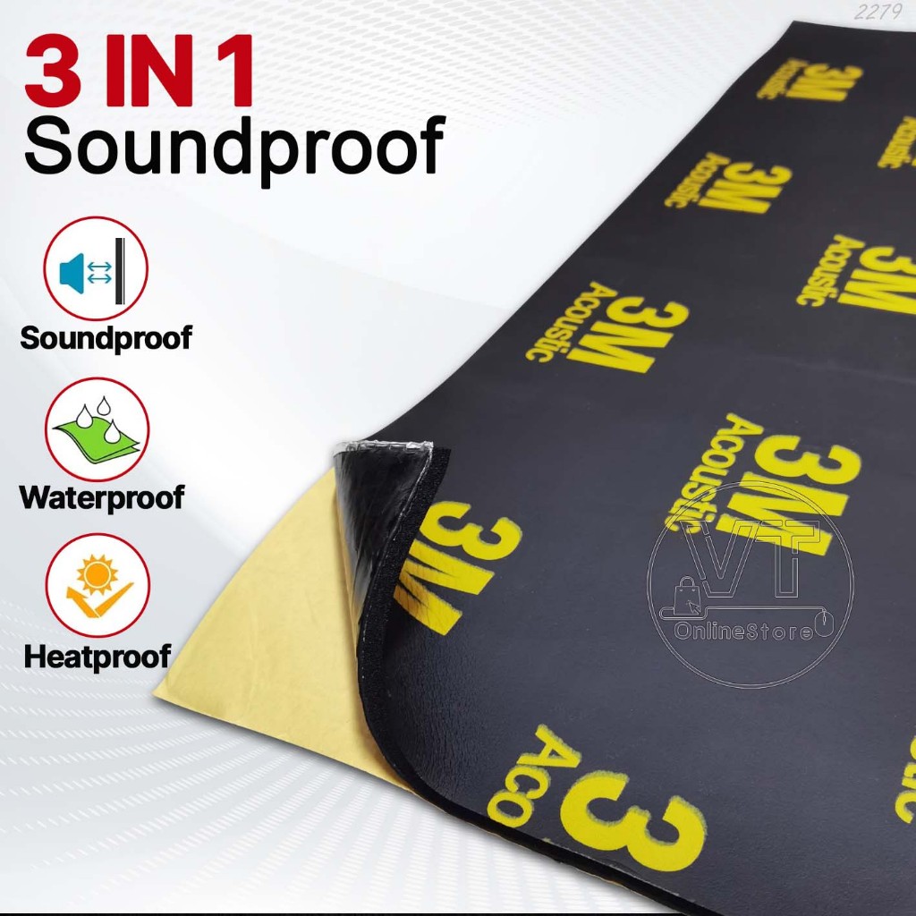 3in1 Material Soundproof Heat Insulation Pad Sponge Foam 80cmx50cm 1cm ...