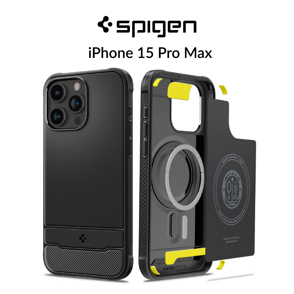 Spigen iPhone 15 Pro Max Case 6.7" Rugged Armor MagFit Magnetic Phone ...