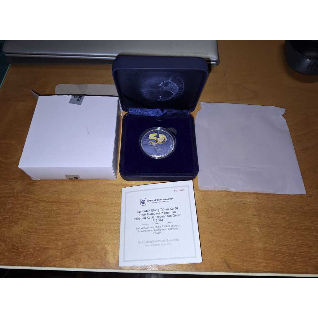 Goldern Jubliee RISDA Jubli Emas Silver Proof Commemorative Coin Card ...