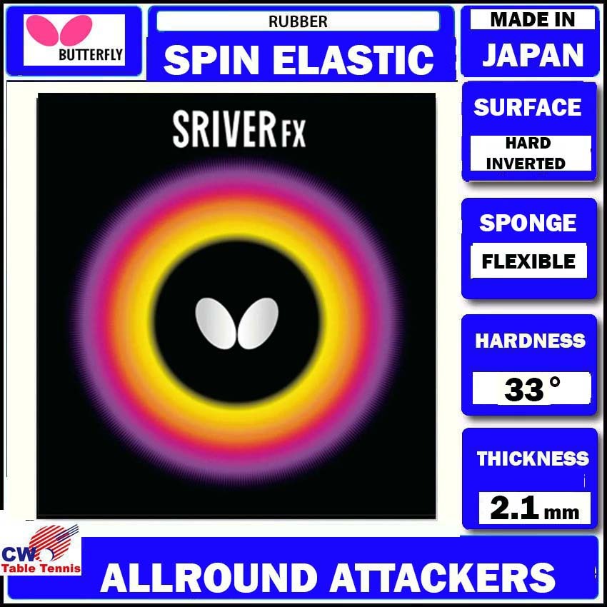 Butterfly Sriver FX 2.1MM Spin Elastic Table Tennis Rubber Getah Ping ...