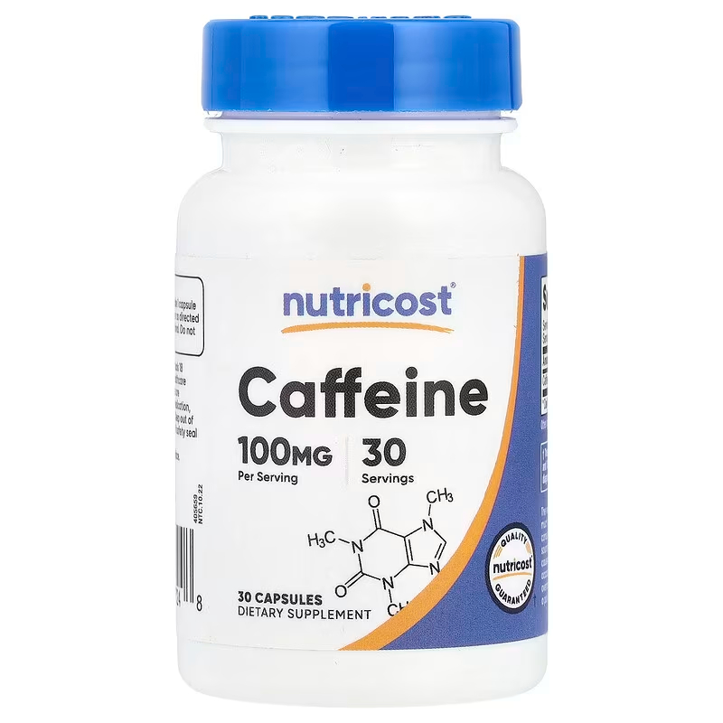 Nutricost, Caffeine, 100 mg, 30 / 250 Capsules| Natural Caffeine, 200 ...