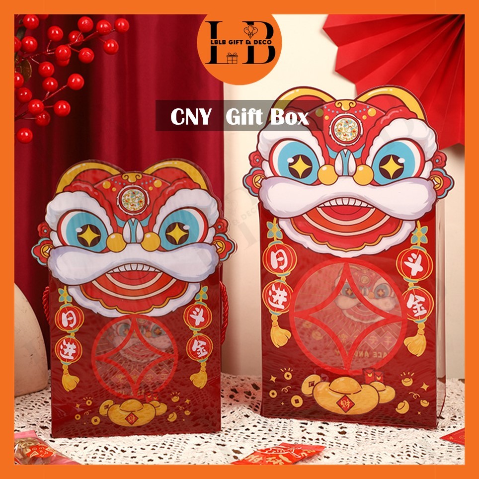 【MY Ready Stock 现货】 CNY Gift Box CNY Cookies Gift Box CNY Hamper 新年醒狮透明 ...