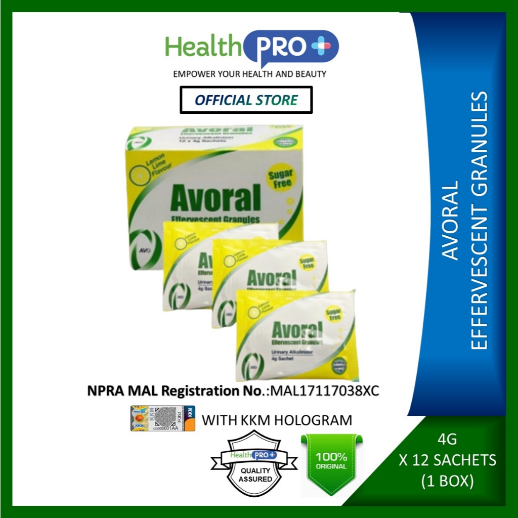 Avoral Effervescent Granules Urinary Alkalinizer 12 x 4g sachets Exp ...