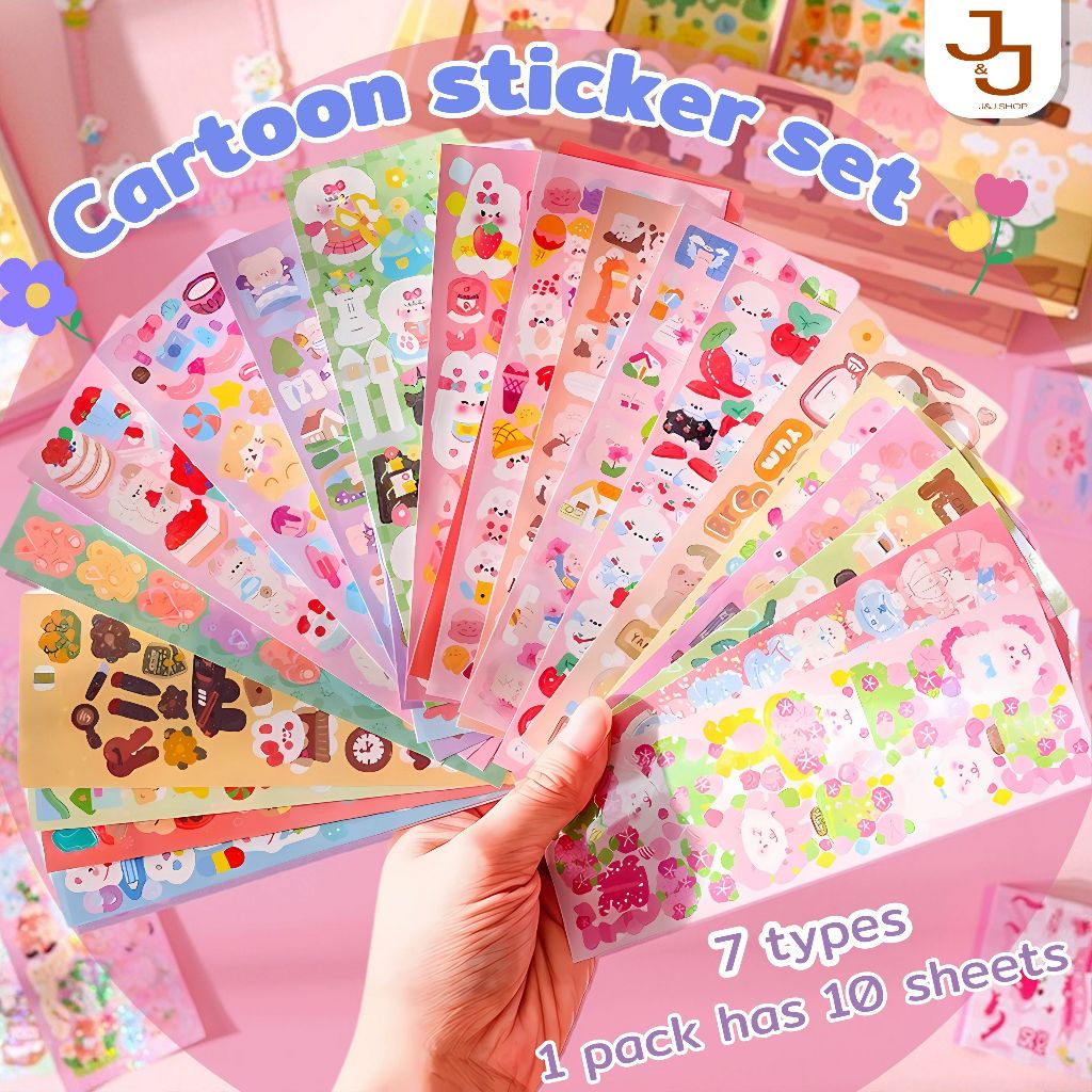 Paper stickers in cute patterns to decorate DIY pencil cases and phone ...
