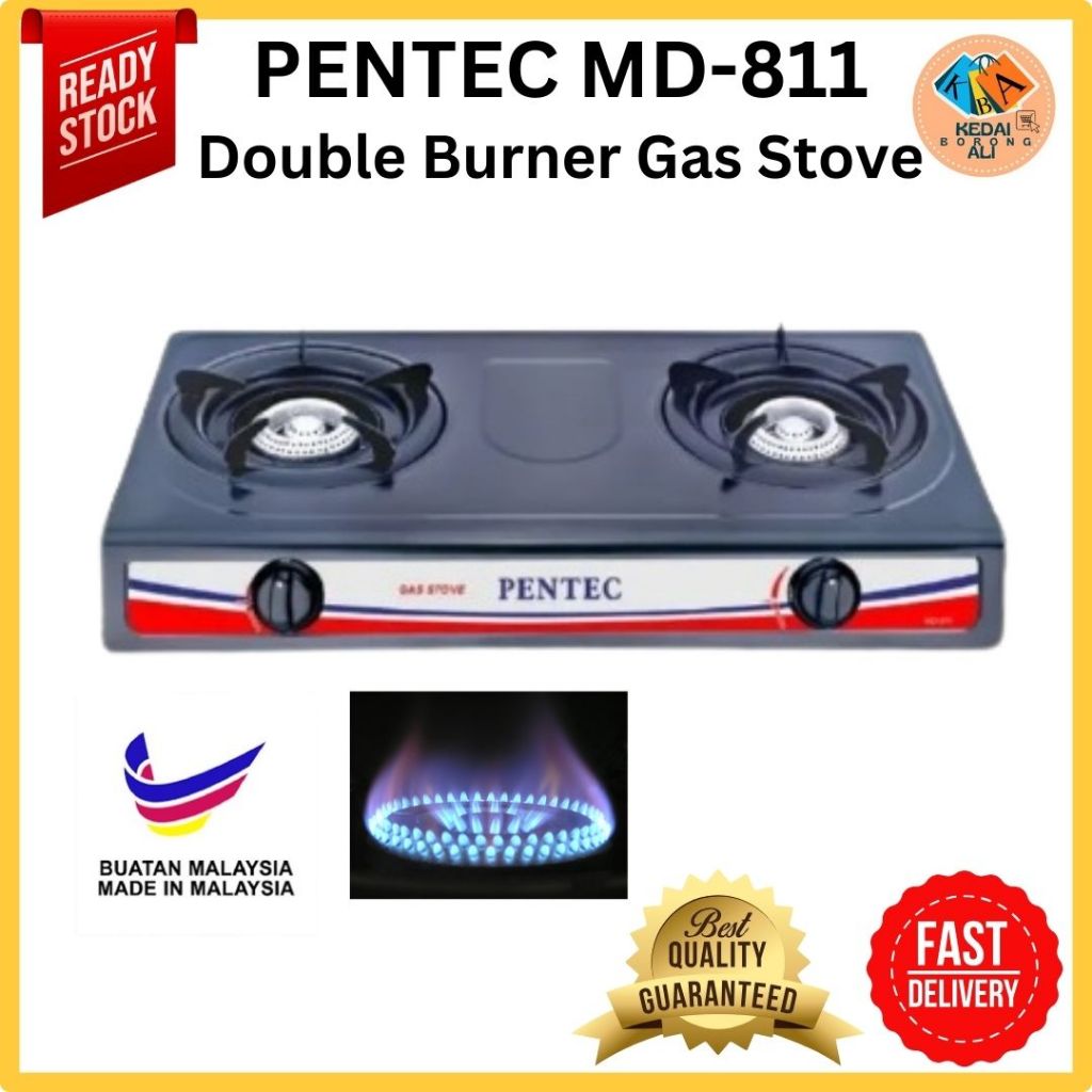 PENTEC MD-811 Stainless Steel Double Burner Gas Stove Gas Dapur | Shopee Malaysia