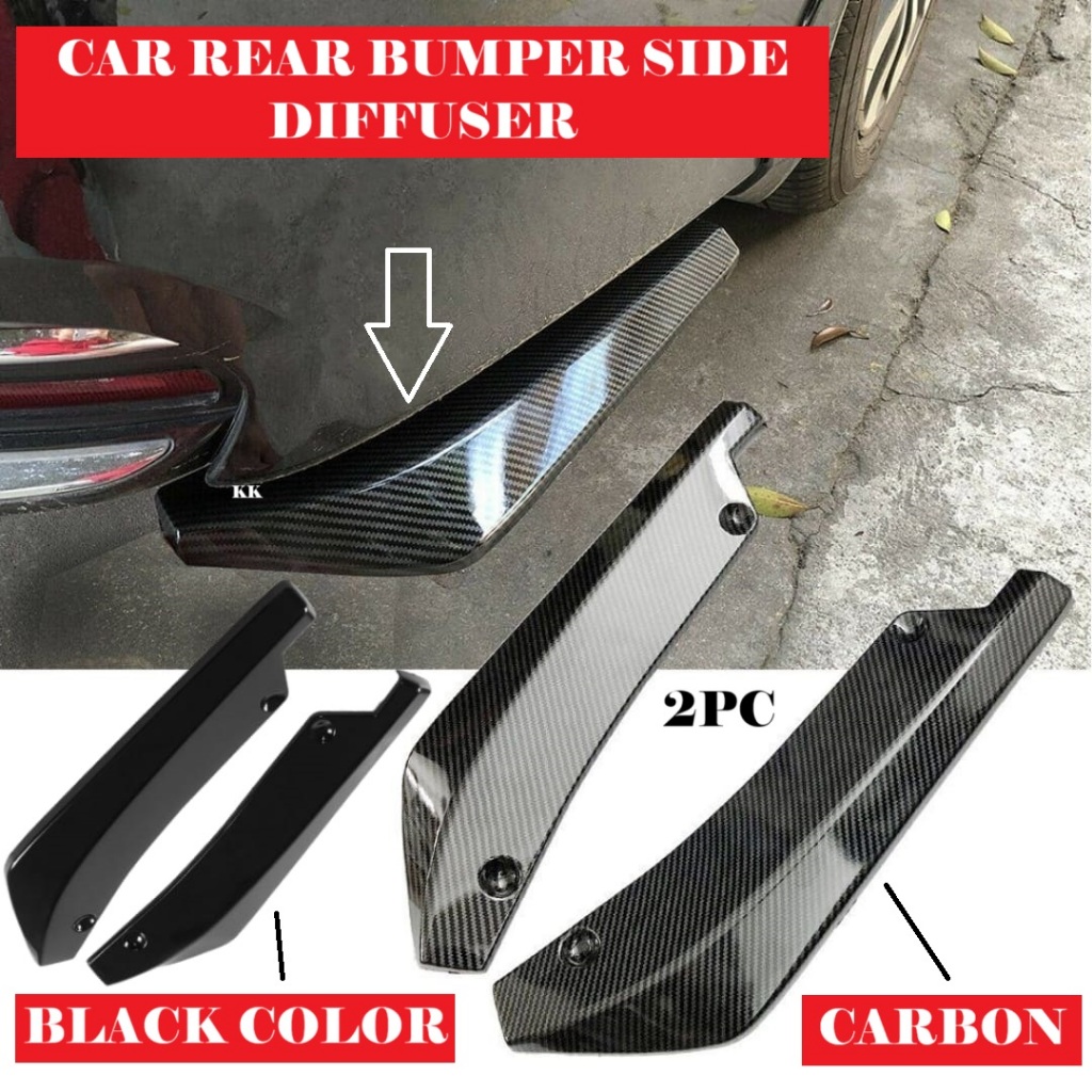 2Pc Car Rear Bumper Lip Protector Angle Spoiler Splitters Diffuser ...