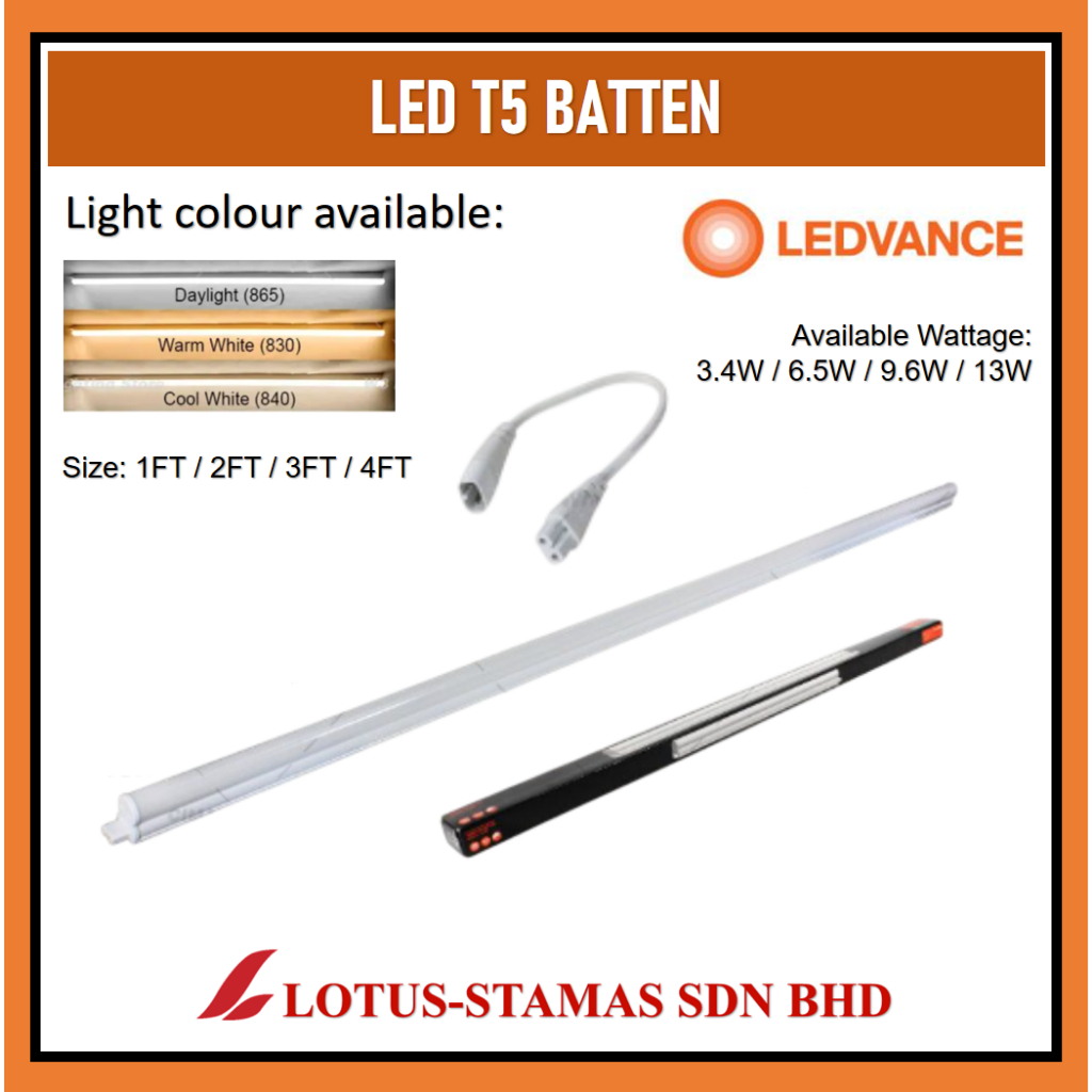 OSRAM LEDVANCE 1FT 2FT 3FT 4FT LED T5 BATTEN | Shopee Malaysia