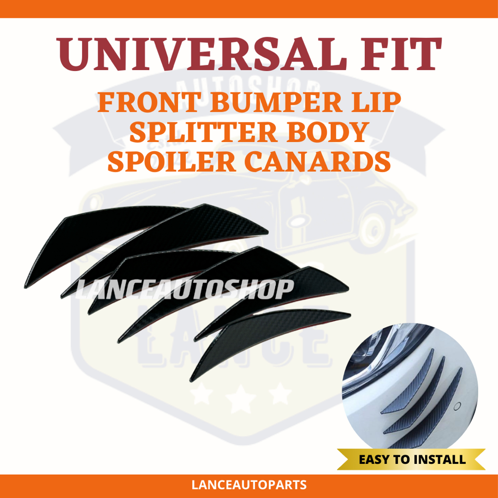 6 Pcs Splitter Bumper Depan Karbon Kereta Universal | Carbon Fiber Lip ...