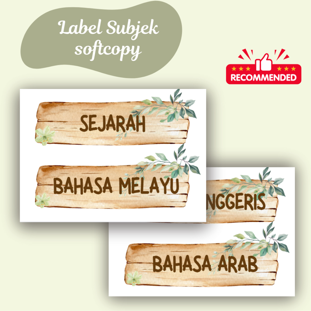 SOFTCOPY LABEL SUBJEK MATA PELAJARAN PDF HIASAN KELAS | Shopee Malaysia