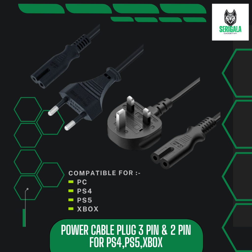 NEW Power Cable Supply for PS4 , PS5 & XBOX Plug 3 pin & 2 pin | Shopee ...