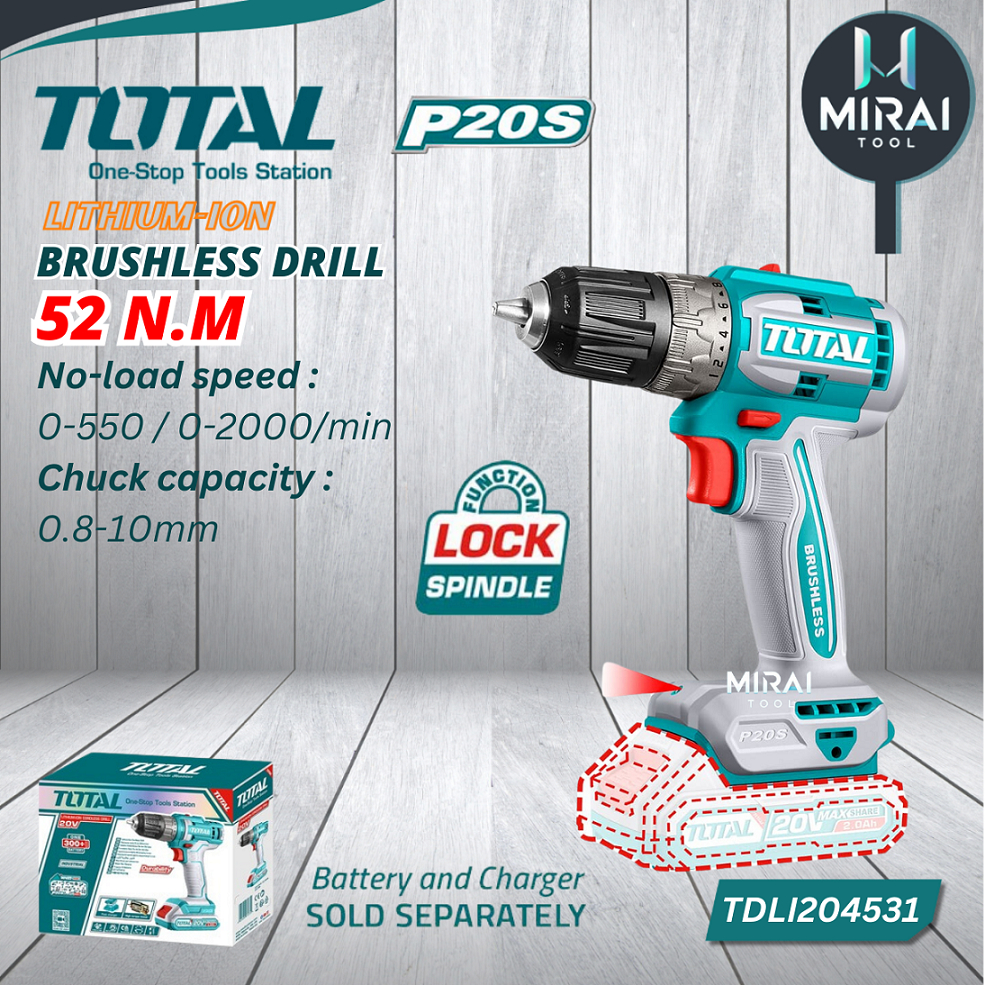 TOTAL TDLI204531 P20S 20V Li-ion Brushless Drill (SOLO) | Shopee Malaysia