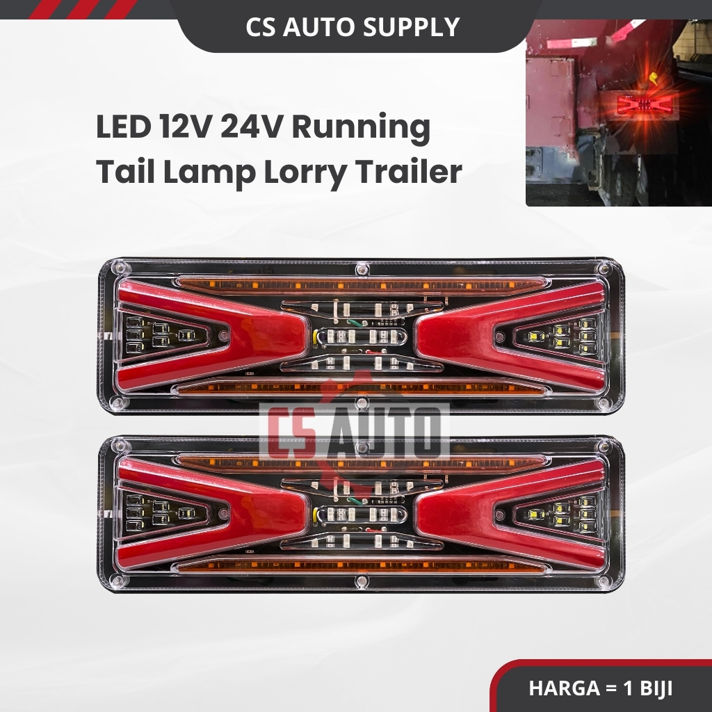 1pc x Led 12V 24V Tail Lamp Running Lampu Belakang Lori 1 Tan Lampu ...