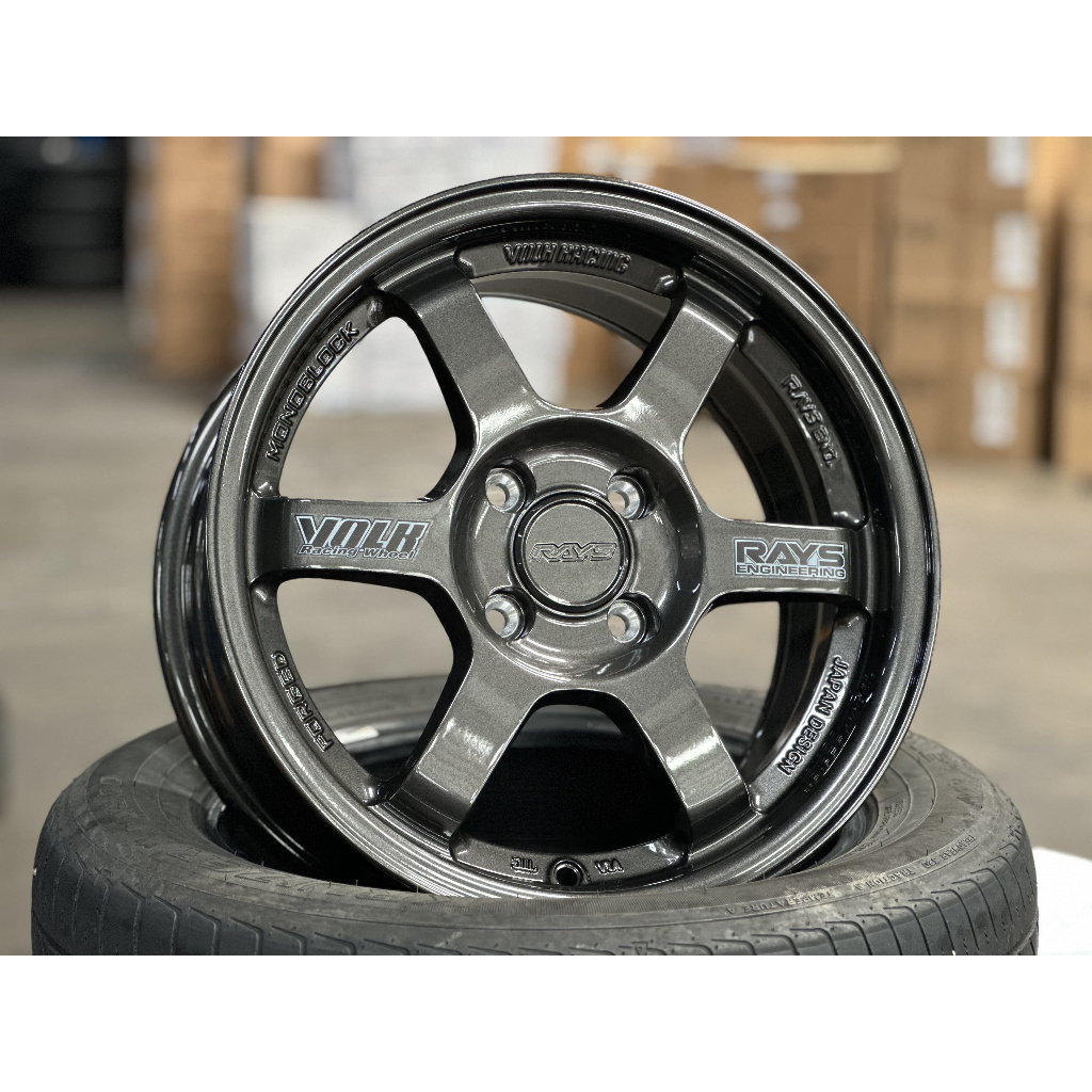 NEW 15X7J AOW TE37 Classic Rim (set of 4) Dark Gunmetal 4X100 for City Jazz Vios Yaris Myvi ...