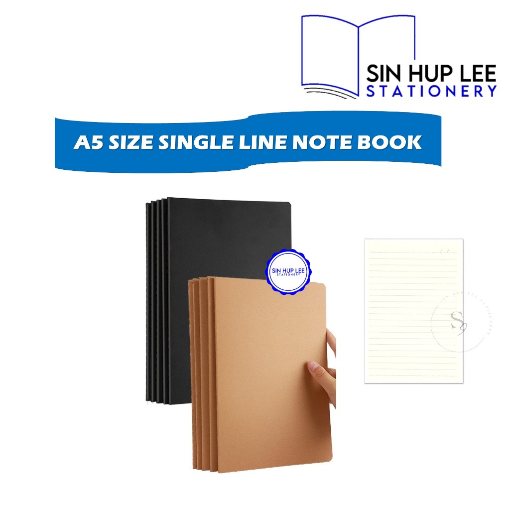 A5 Size Single Line Note Book / Buku Tulis (Black Color / Brown Color ...