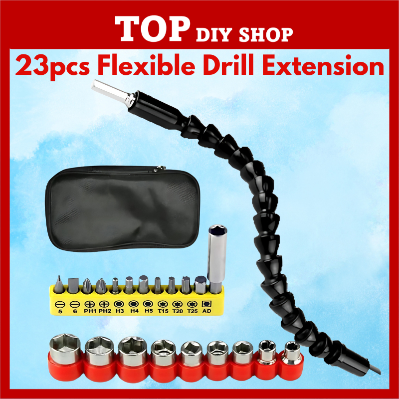 23pcs Flexible Shaft Drill Extension Rod Flexible Snake Screwdriver Bit ...