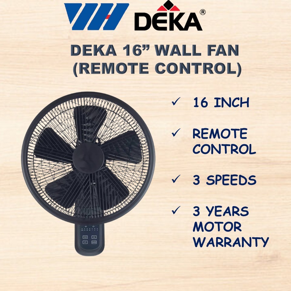 Deka 16" Wall Fan with Remote Control + 3 Years Motor Warranty | Shopee ...