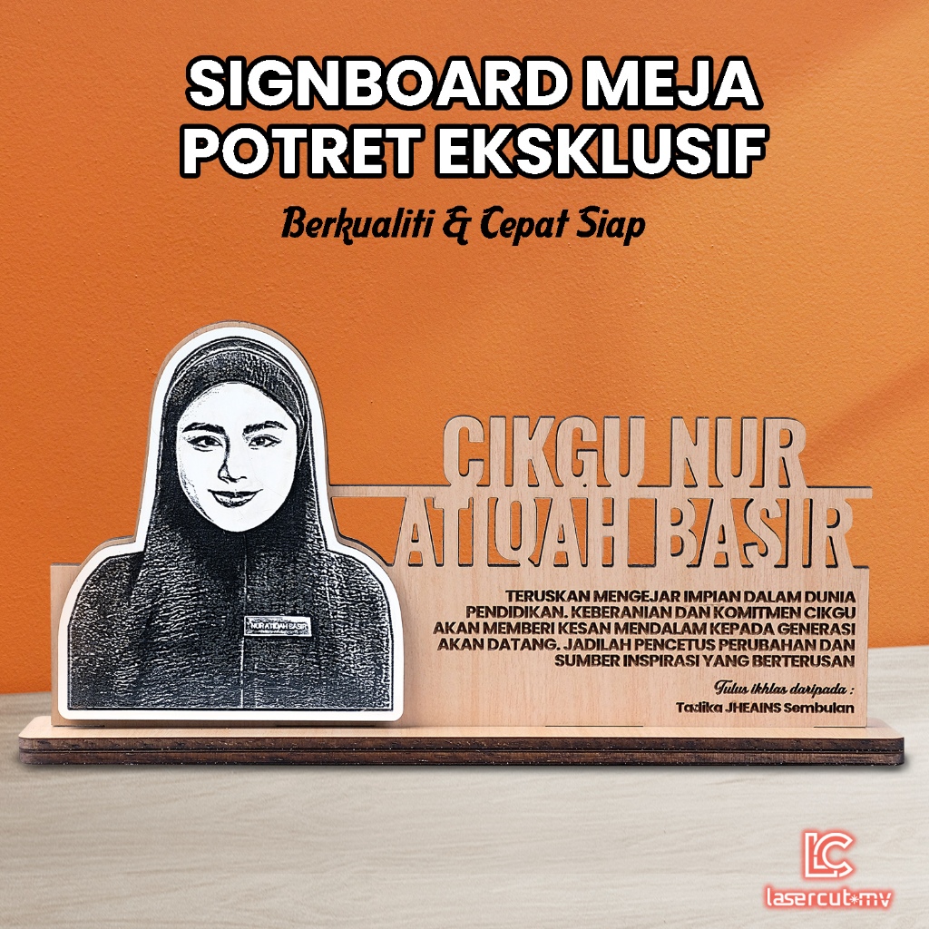 (CLEARANCE SALE) Signboard Ukiran Meja / Table Stand Signage ...