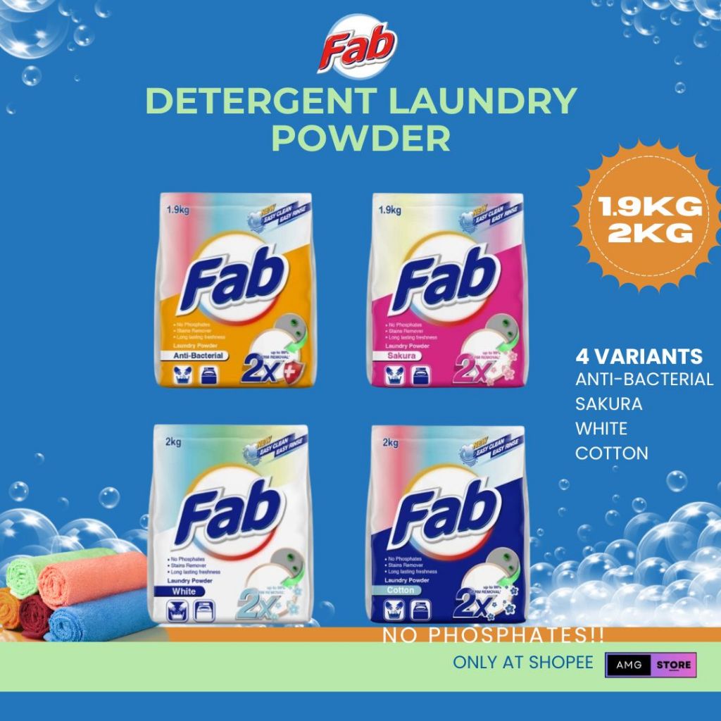 FAB Detergent Laundry Powder ASSORTED/ Sabun Cucian Serbuk Jenama (1 ...