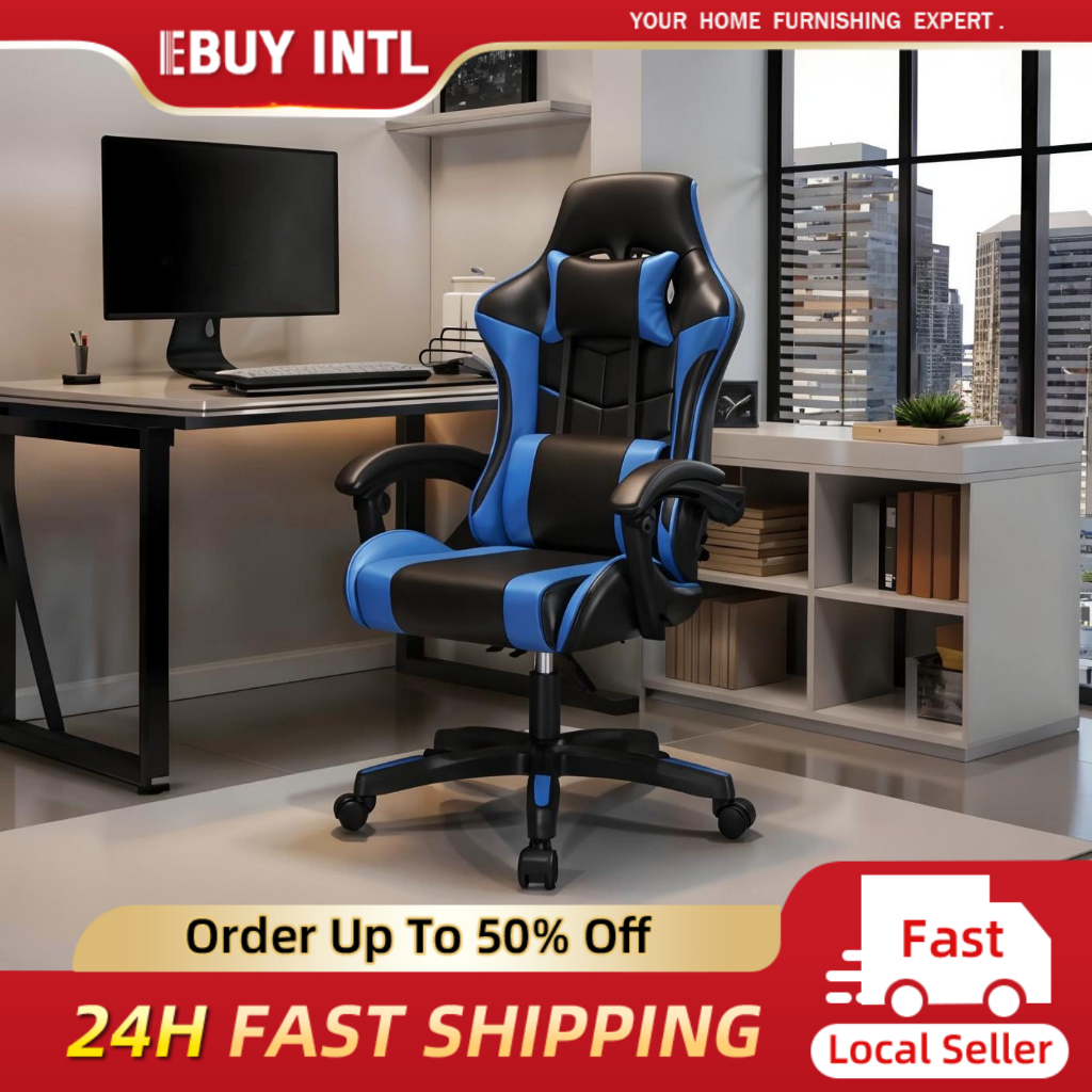 🔥2025 NEW🔥Black blue Gaming Chair With light Office Chair Ergonomic ...