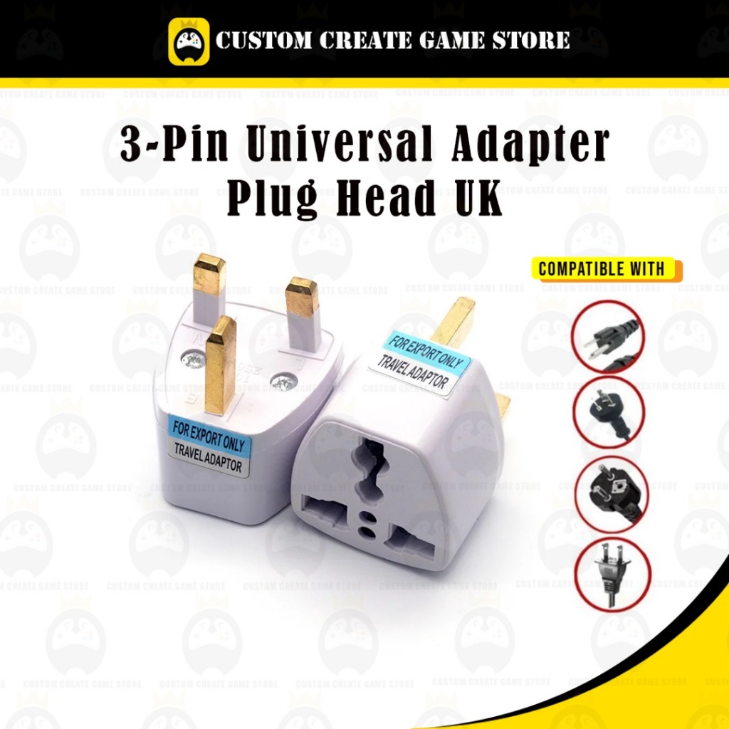 3-Pin Universal Adapter Plug Head UK 3 Pin Malaysia China Plug Socket ...
