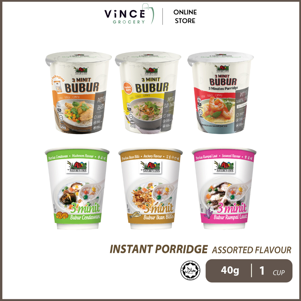 NATURE'S OWN 3 Minutes Instant Porridge | Bubur Segera | 快熟粥 40G ...
