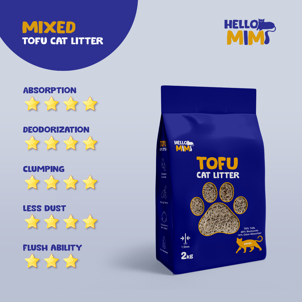 MIXED Hello MIMI 2KG / 6.5L Mixed Cat Litter pasir kucing MURAH 猫砂 豆腐砂 ...