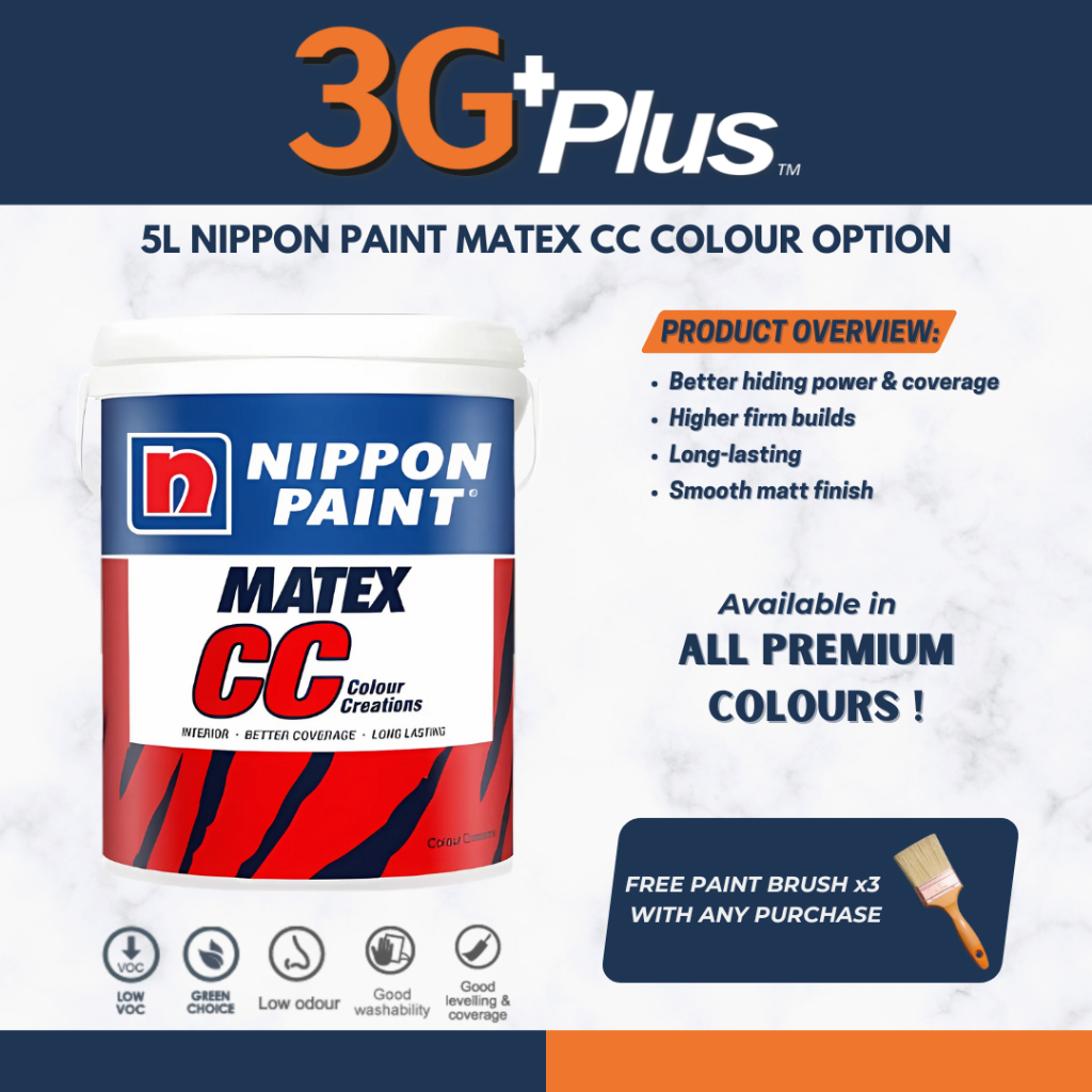 [PREMIUM COLOURS] 5L Nippon Paint Matex CC Cat Nippon Matex CC (Colours Option) | Shopee Malaysia