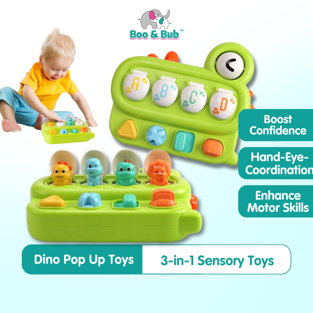 Boo and Bub Dinosaur Baby Pop Up Animal Toy Early Learning Development ...