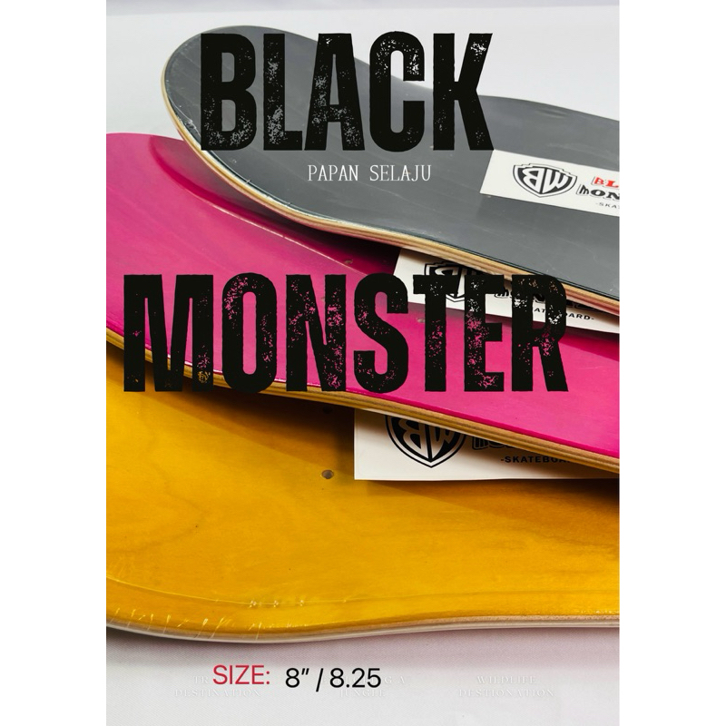 (Ready Stock) BLACK MONSTER 7 Layer Canada Maple Wood 8.0”, 8.125 & 8.25 (Free Blank Black ...