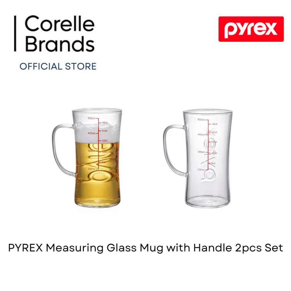 PYREX Measuring Glass Mug with Handle 2pcs Set PX-BCP500-2/SG | Shopee ...