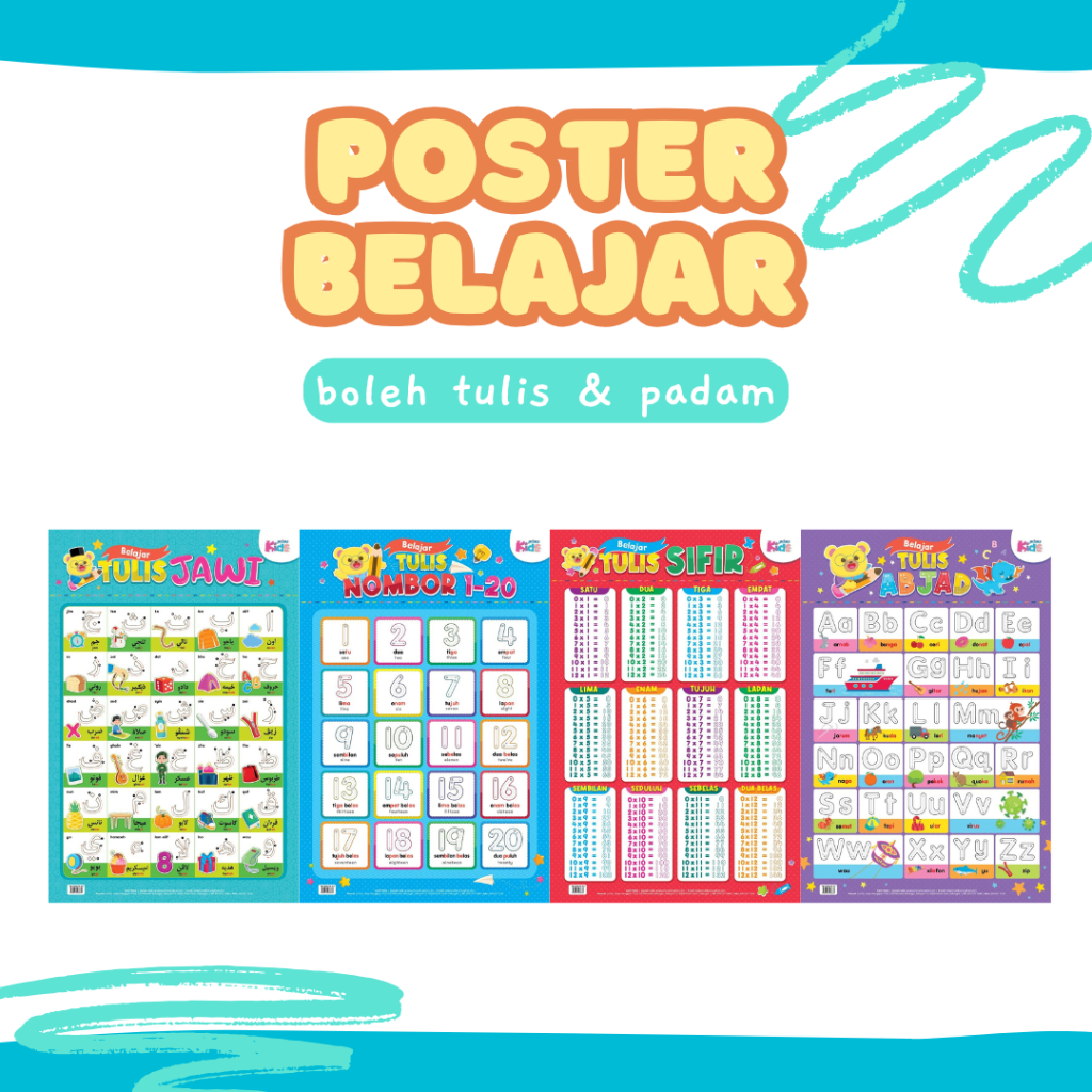 Poster Belajar Tulis Nombor | Sifir | Jawi | ABC [Prima Kids] | Shopee ...