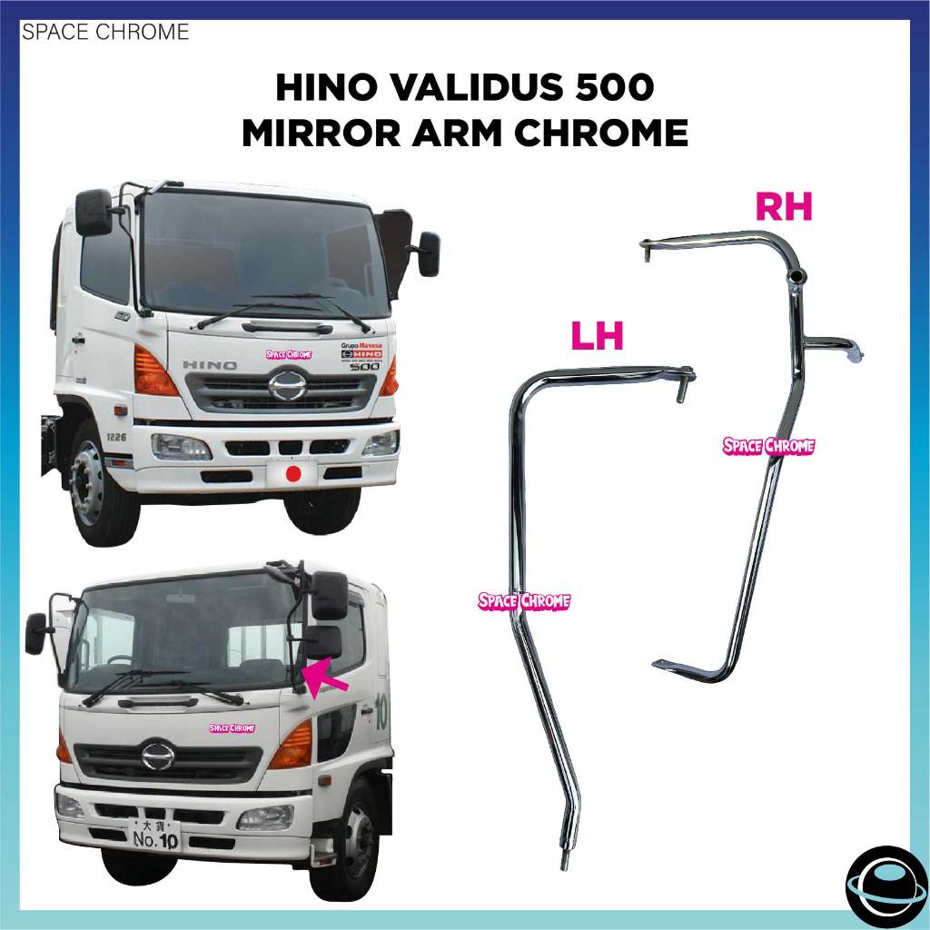 HINO VALIDUS 500 MIRROR ARM CHROME HIGH QUALITY HINO CHROME ACCESSORIES ...