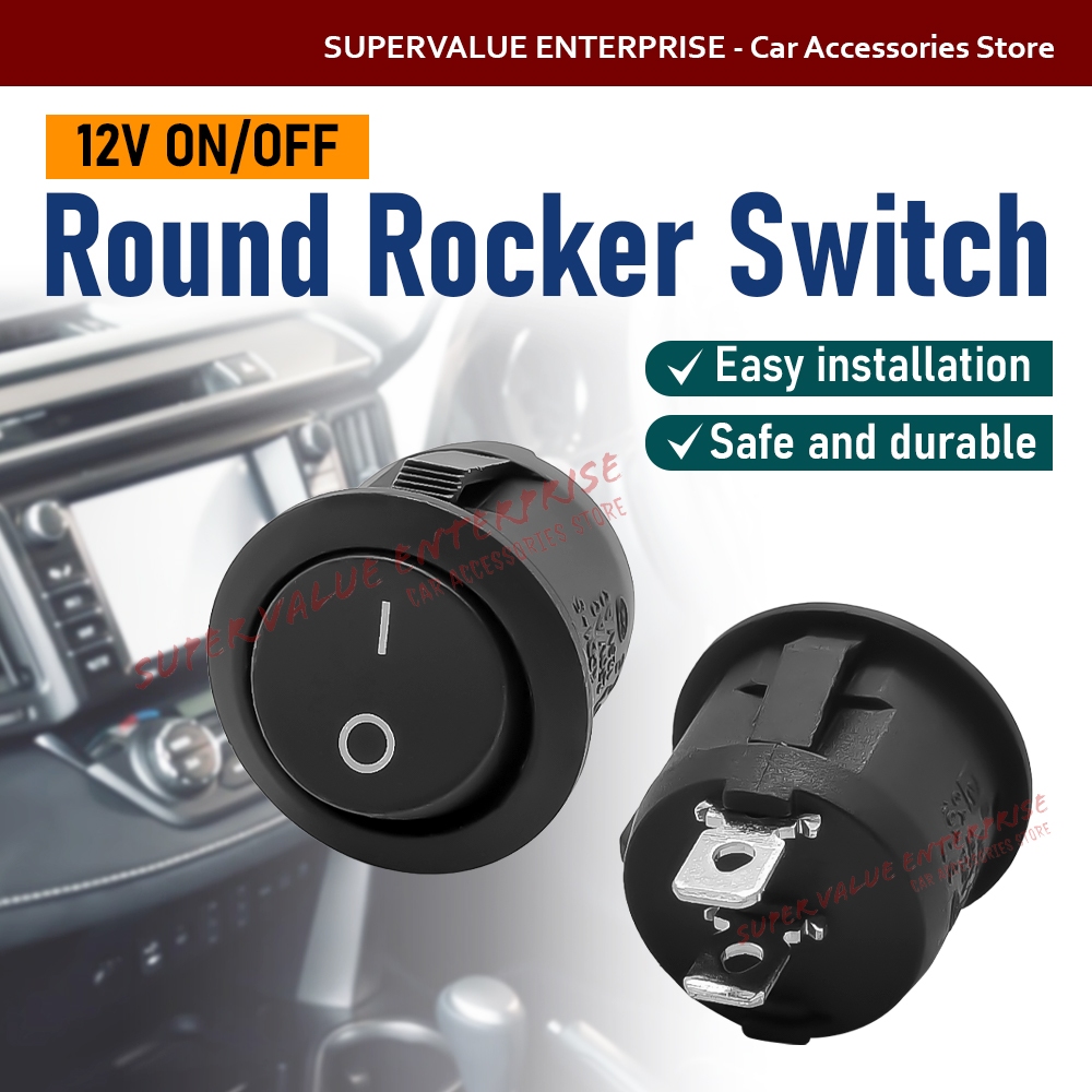 10pcs Small Round Switch Locking On/Off Switch 12V DC SPST Circular ...