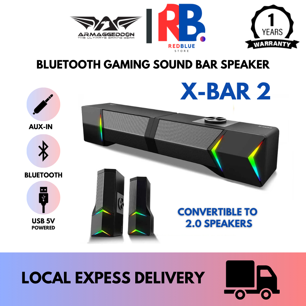 ARMAGGEDDON X-Bar 2 Detachable Gaming Stereo SoundBar | Bluetooth | Aux ...