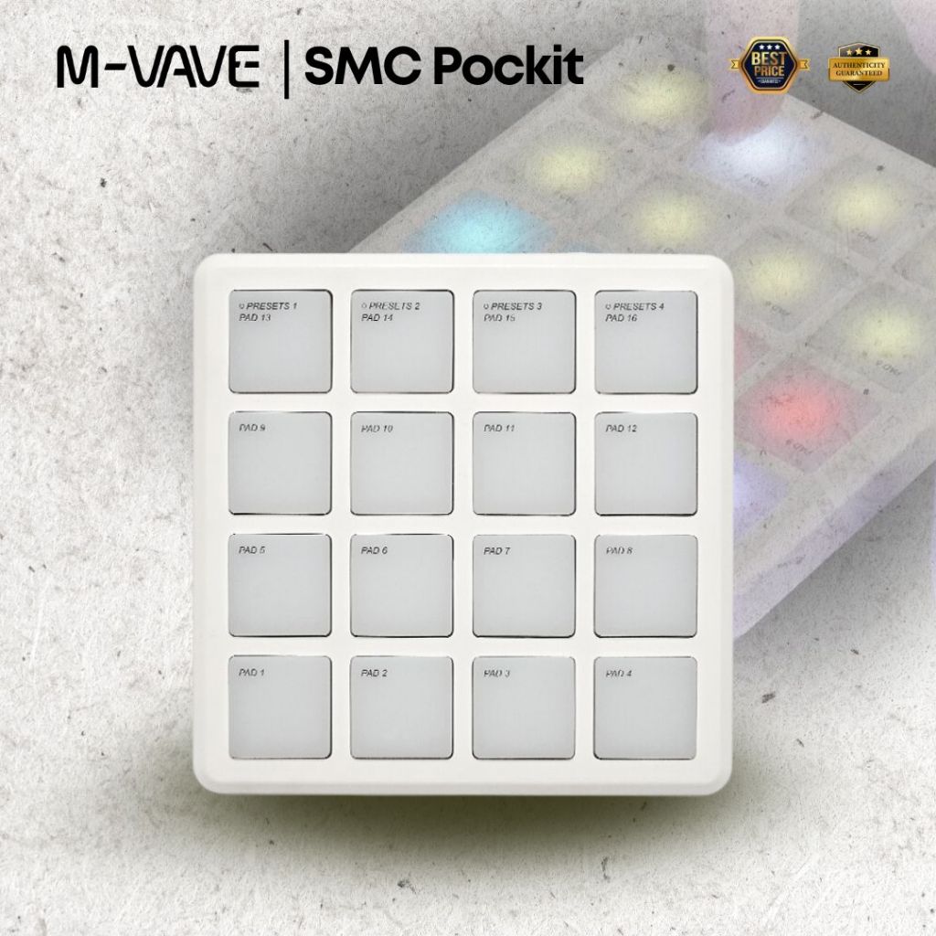 M-VAVE SK-16 SMC-PAD Pocket Pad Portable Wireless MIDI Controller 16 Pads Suitable Percussion ...