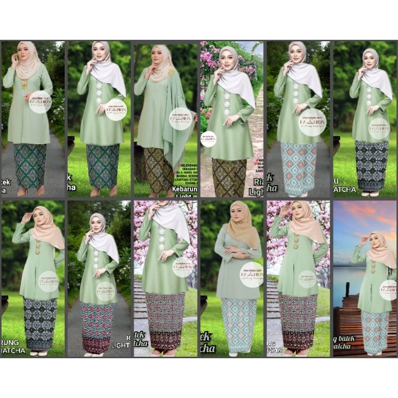 LIGHT MATCHA SAGE GREEN [ XS-5XL ] KURUNG MODEN KEBARUNG KURUNG RIAU BATIK BATEK PLUS SIZE ...
