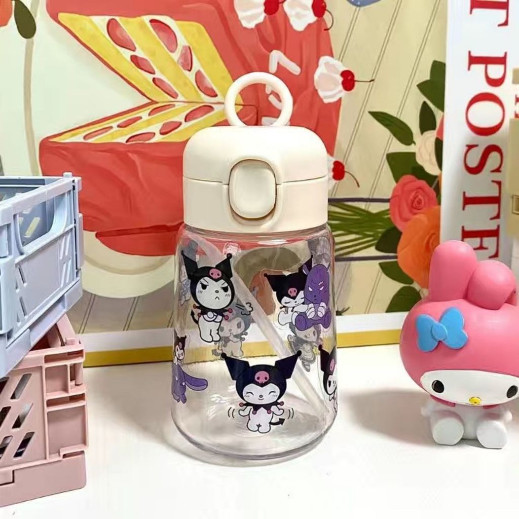 Cute 400ml Water Bottle DIY Sticker Drinking With Straw Child Botol Air Kanak comel BPA FREE ...
