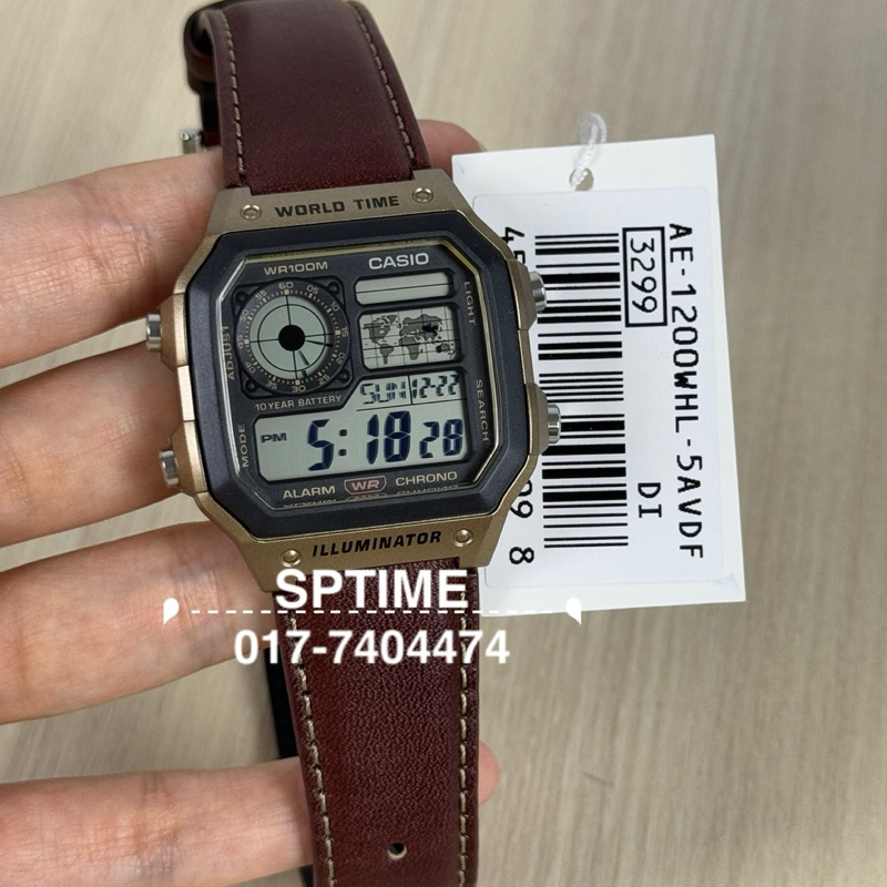 CASIO DIGITAL AE-1200WHL-5AV / AE-1200WHL-5A / AE-1200WHL / AE-1200 MEN CASUAL DIGITAL LEATHER ...