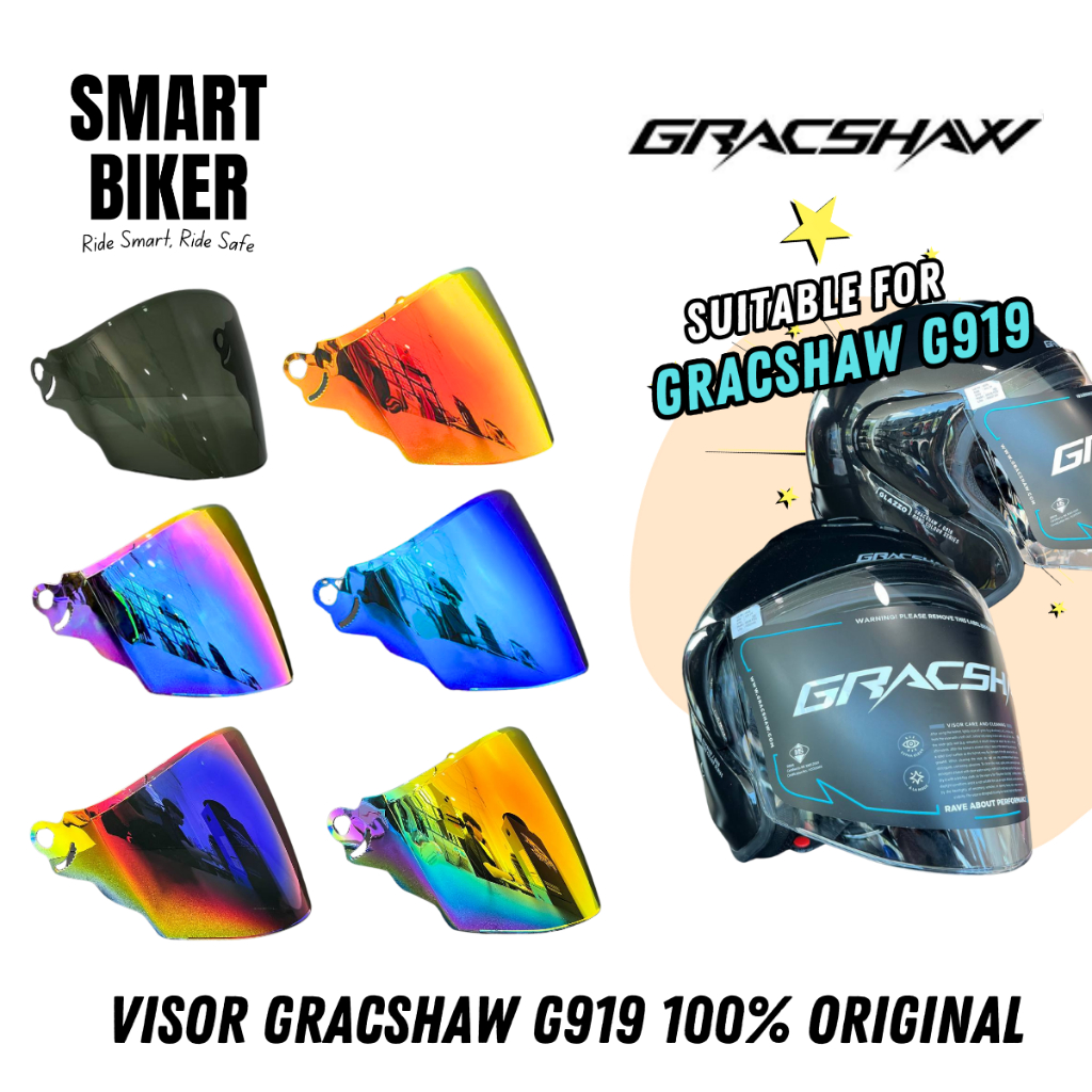 Gracshaw G919i G919 Visor 100% Original Tinted Black Revo Blue Rainbow ...