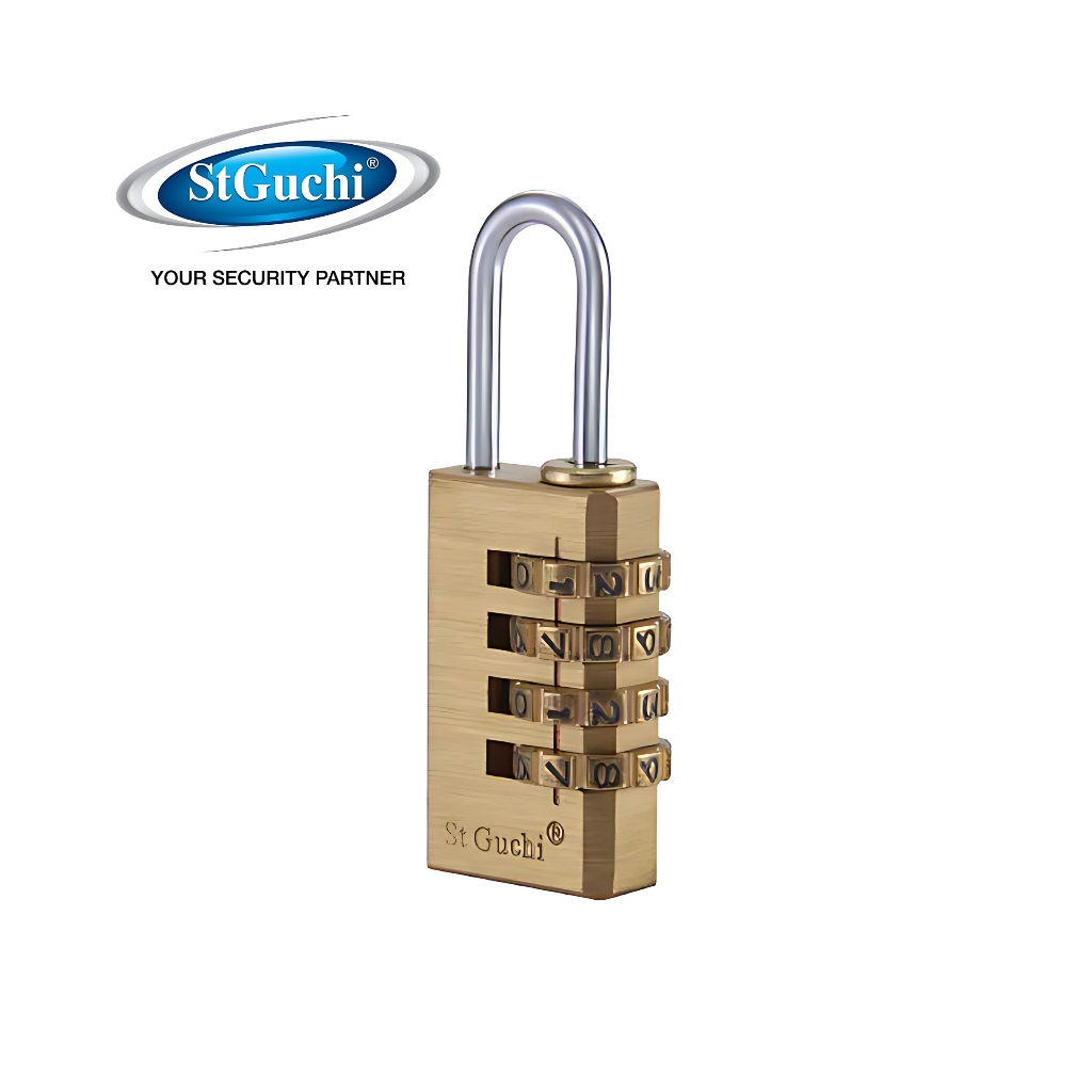 St Guchi 4 Digit Dial Combination Travel Luggage Padlock Brass Body ...
