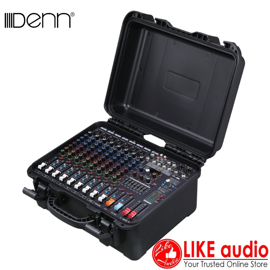 DENN DFX-FC8ARBII 8-Channel Powered Mixer (With Fiber Flight Case ...