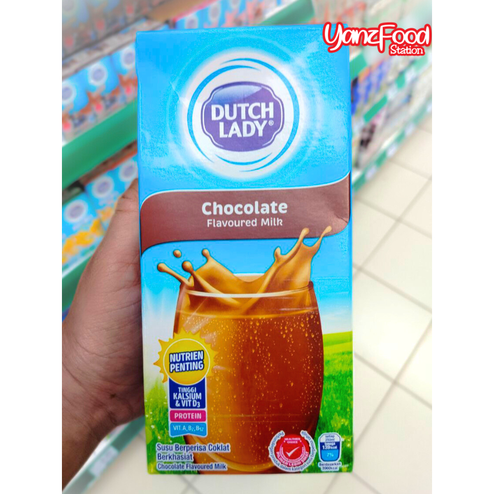 DUTCH LADY Chocolate Flavoured Milk Susu Berperisa Coklat Berkhasiat 1L ...