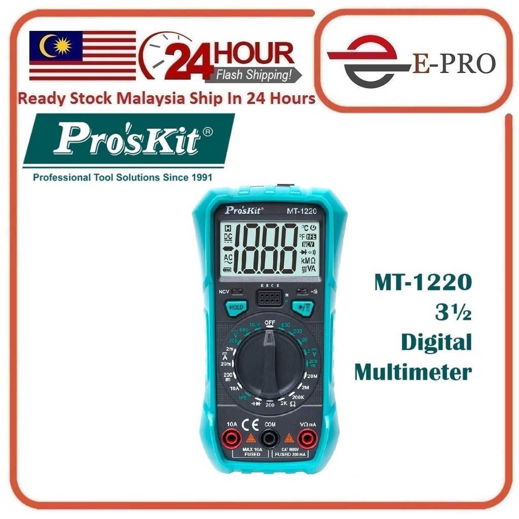Pro'sKit Tools Solutions MT-1220 3-1/2 digital meter resistance diode ...