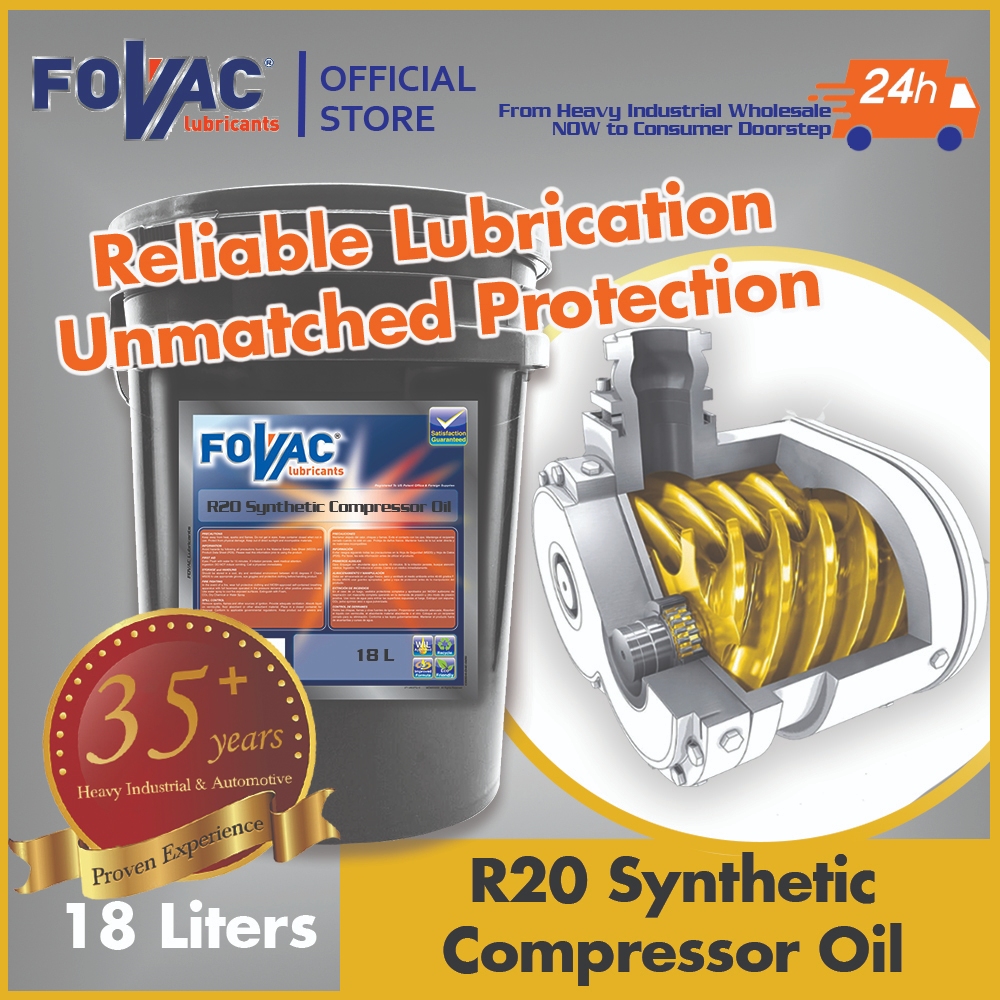 FOVAC R20 Synthetic Compressor Oil / Rotary Screw Compressor Oil ...